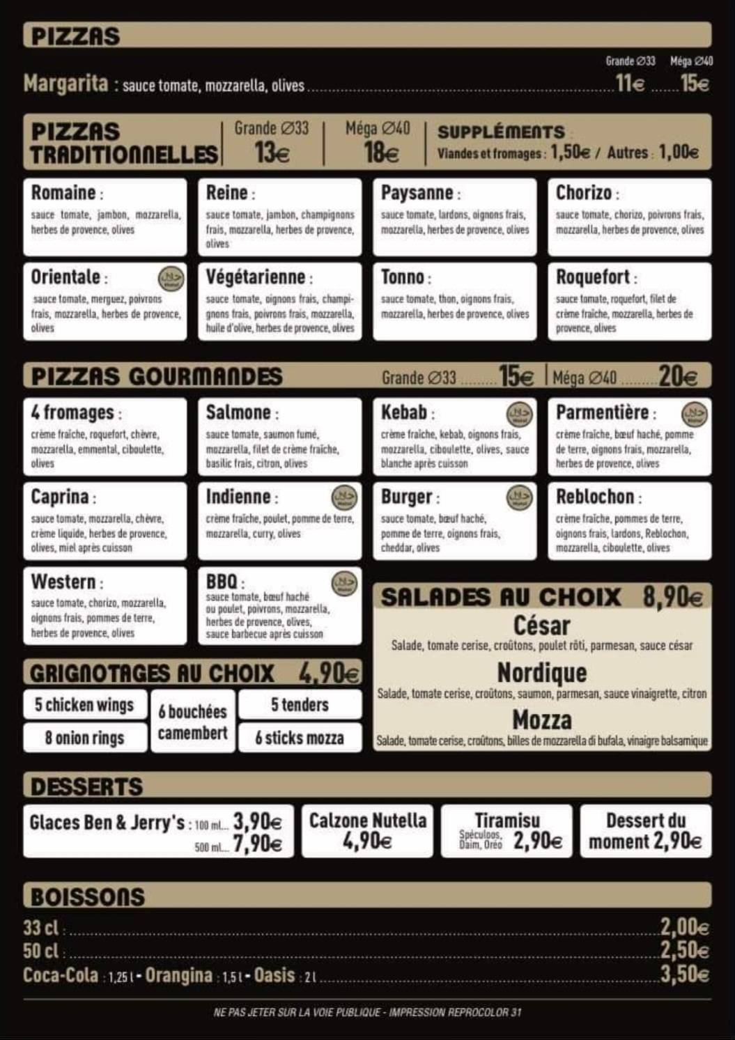 Menu at PIZZA STORE pizzeria, Seilh, 2 Chem. de la Vieille Côté