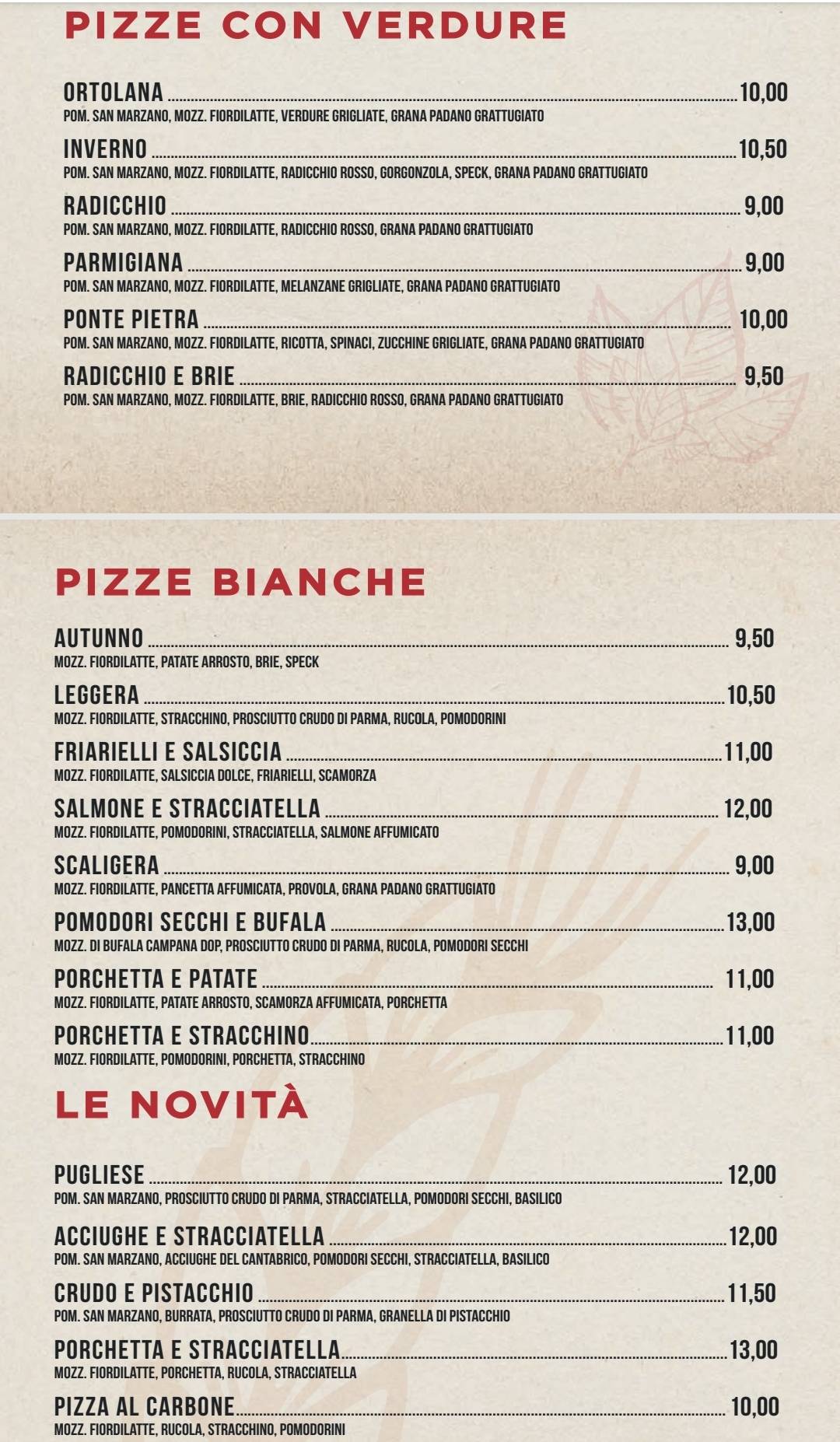 Speisekarte von PIZZERIA GRANO ITALIANO, Verona
