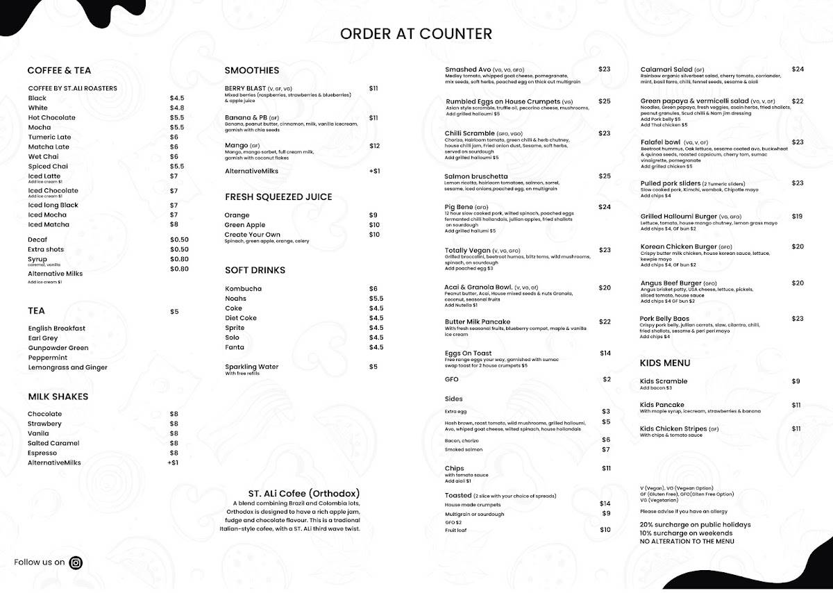 Menu at PU17 Rye cafe, Rye