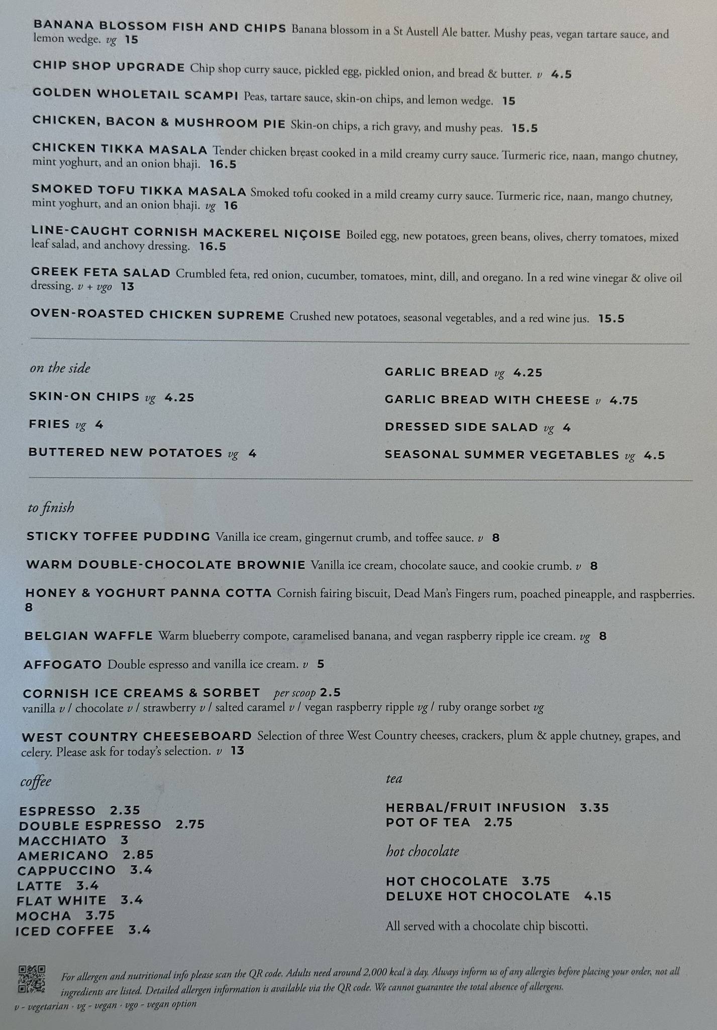 Menu at Harbour Light, Paignton pub & bar, Paignton