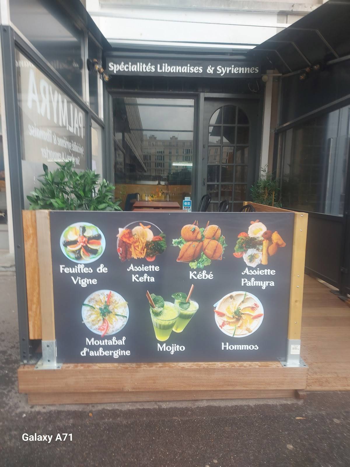 Menu at Palmyra Restaurant, Le Havre