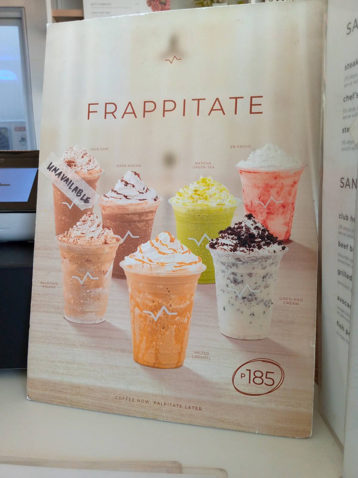 Menu at Palpitate Coffee, Quezon City