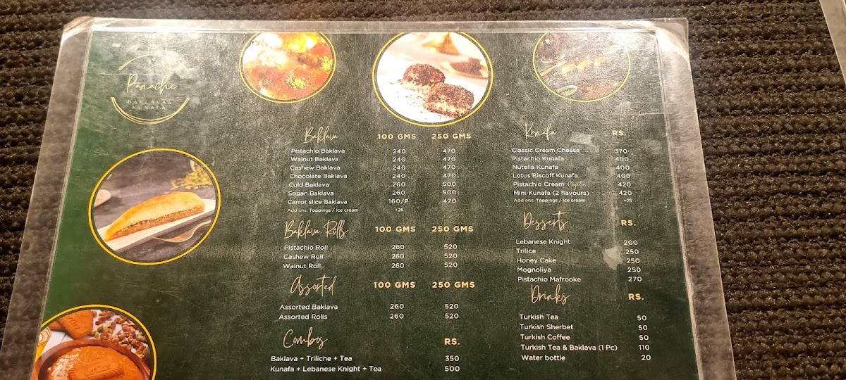 Menu at Panache Baklava & Kunafa, Chennai