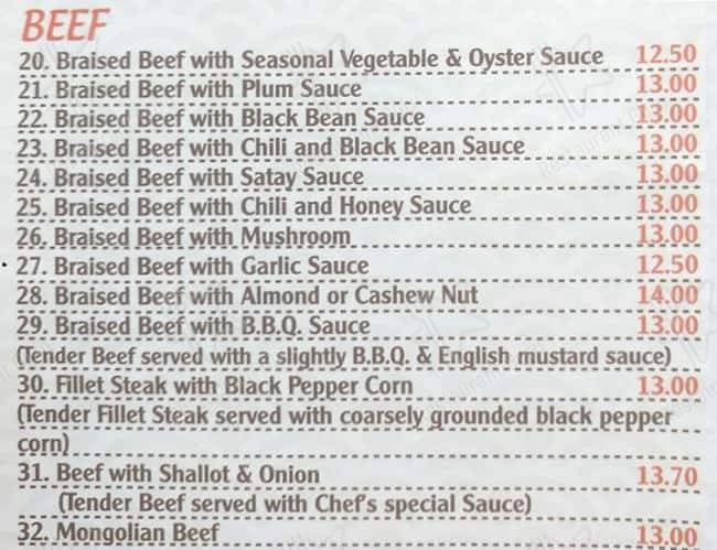 Menu at Panda Inn fast food, Petrie