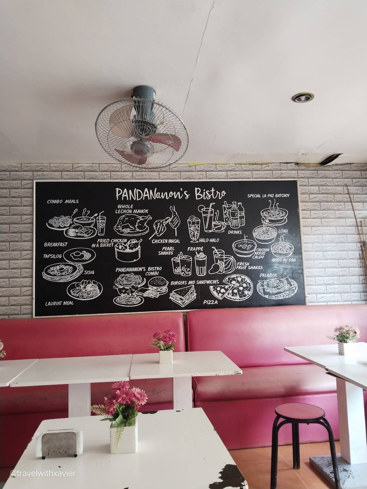 Menu at Pandananon's Bistro restaurant, Pandan
