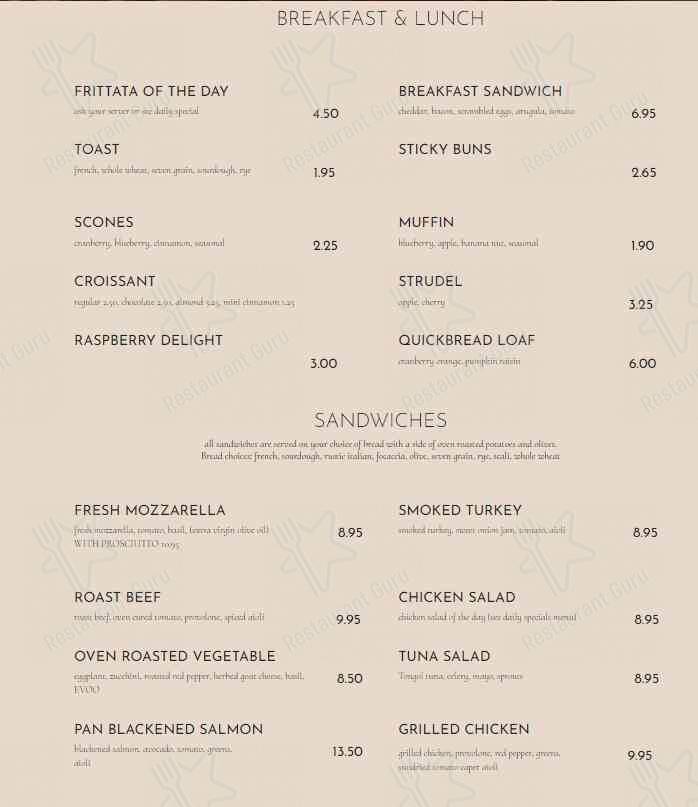 Menu at Pane Rustico cafe, Moonee Ponds