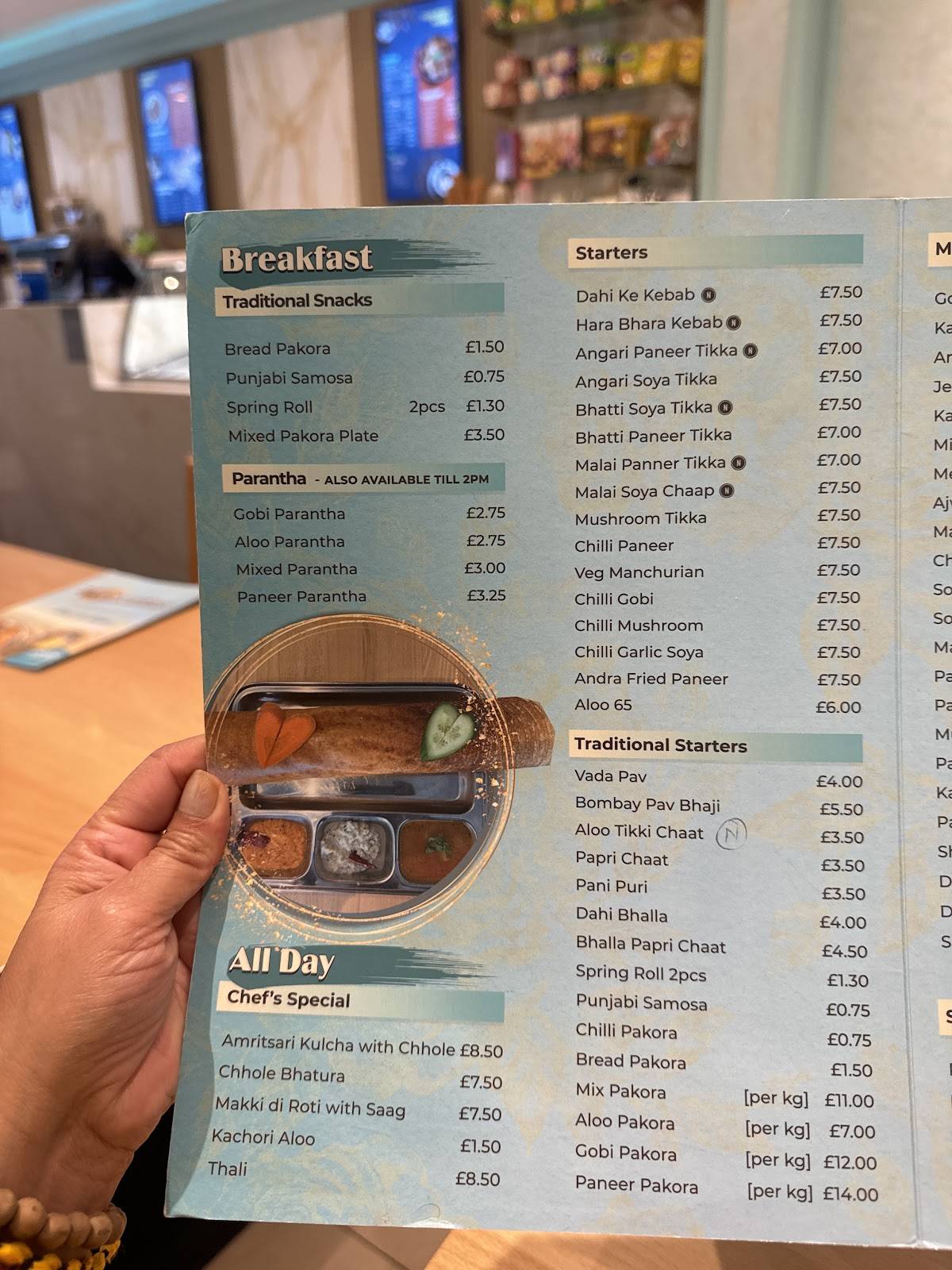 Menu at Panjeeri restaurant, Hayes