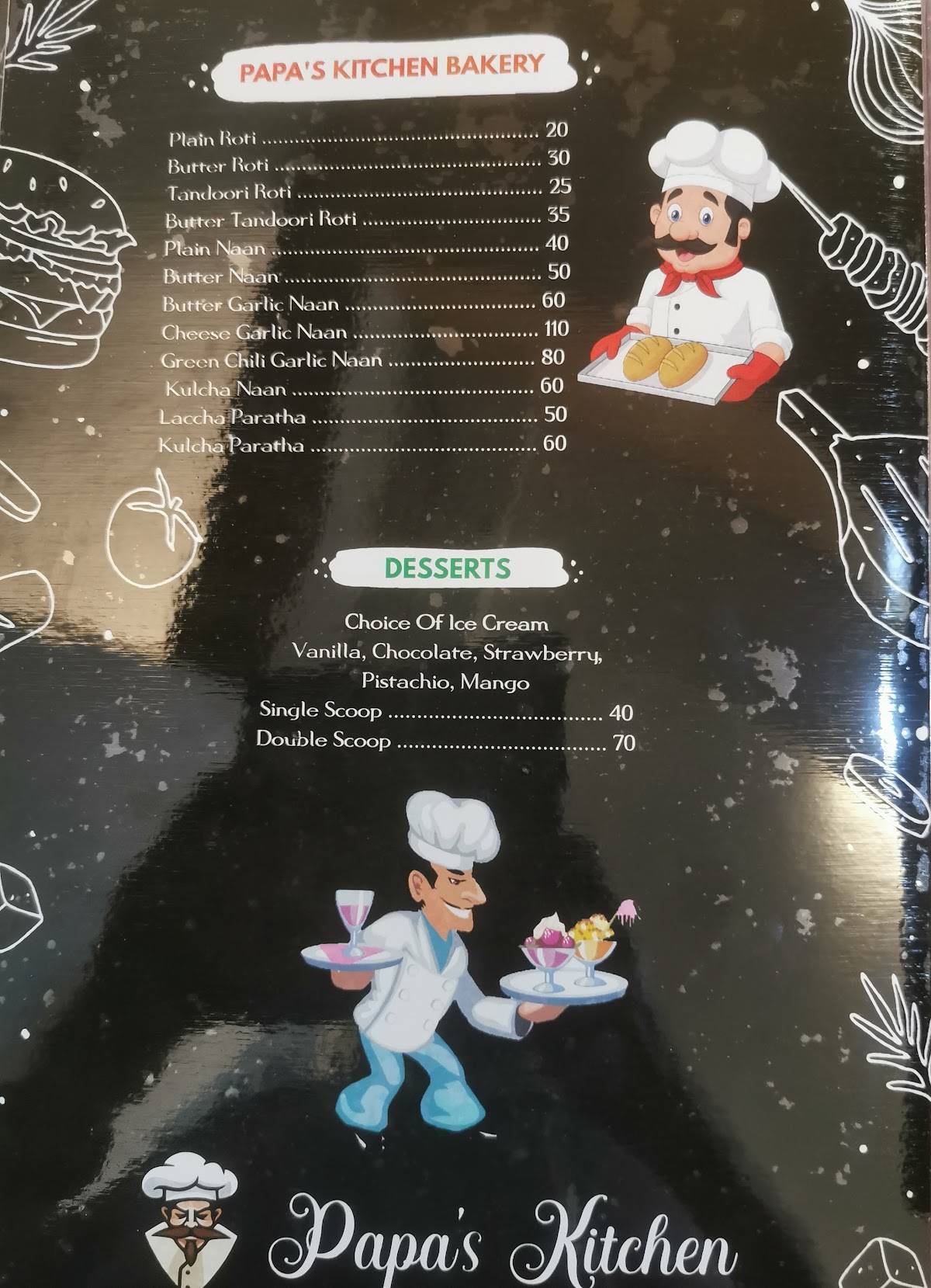 Menu at Papa's kitchen, Margao