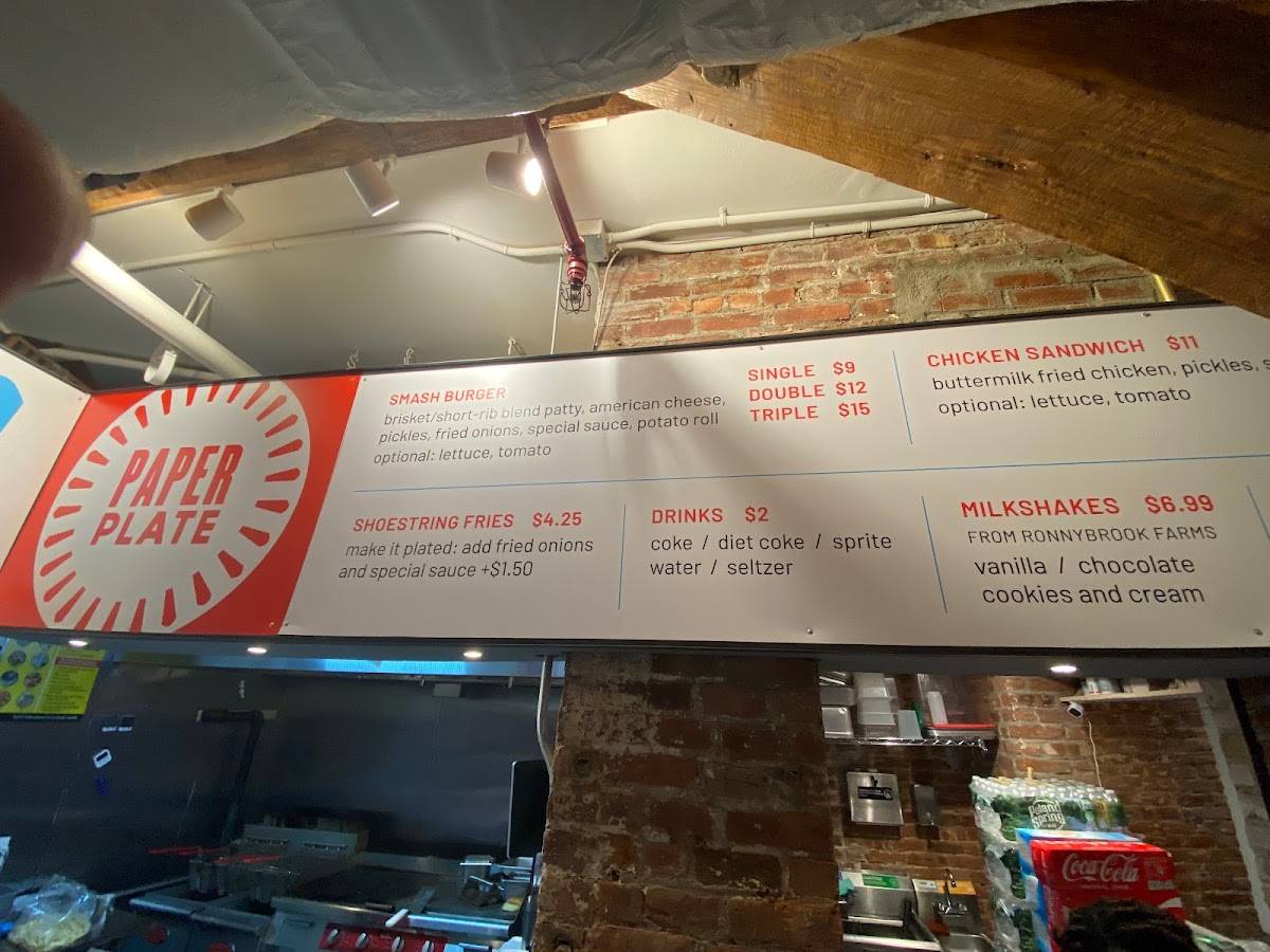Menu at Paper Plate restaurant, New York City, Jackson Ave