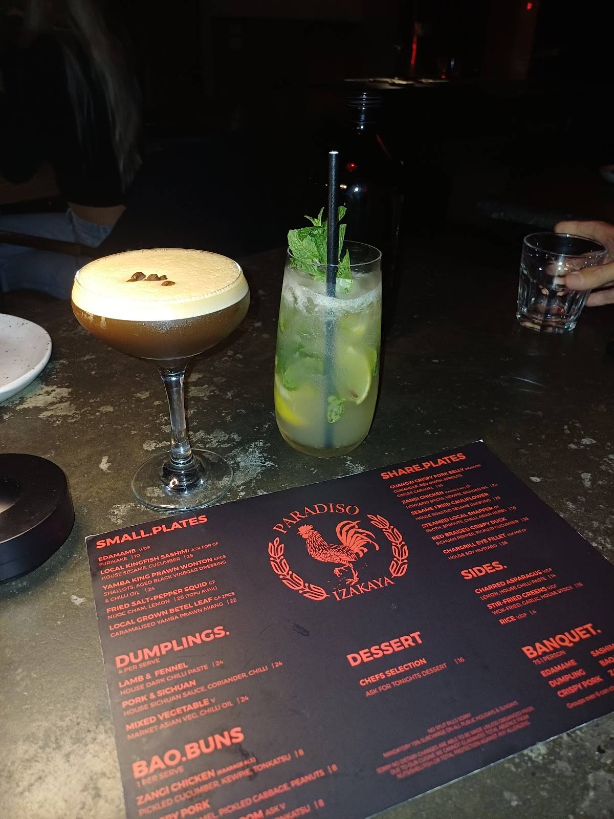 Menu at Paradiso Restaurant & Bar, Yamba