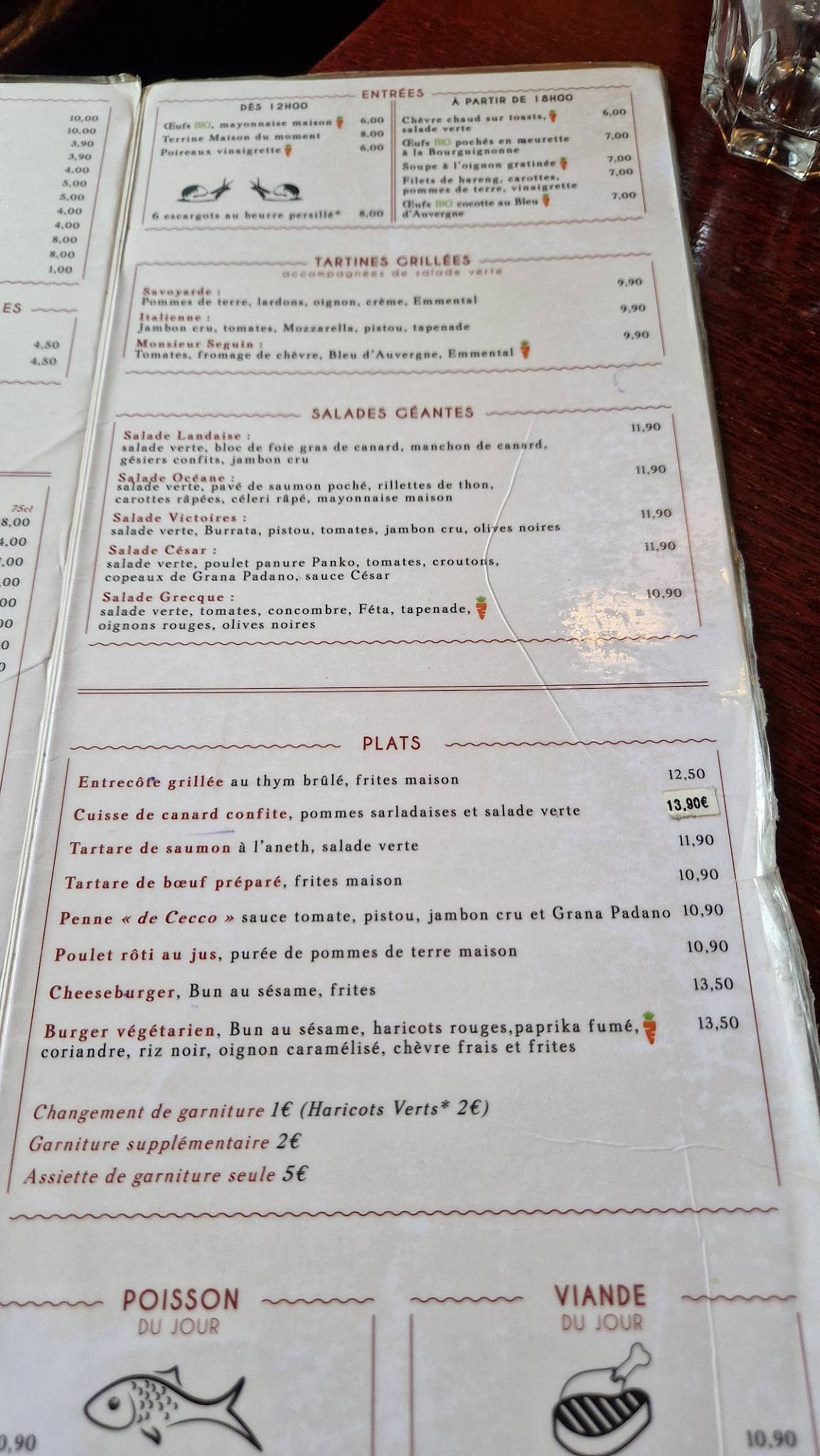 Menu at Bistrot Victoires restaurant, Paris, 6 Rue de la Vrillière