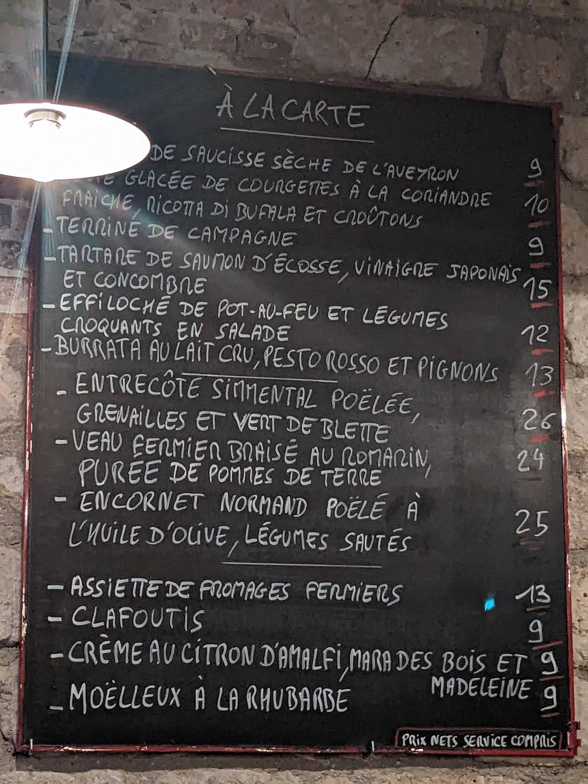 Menu au Le Beaucé restaurant, Paris