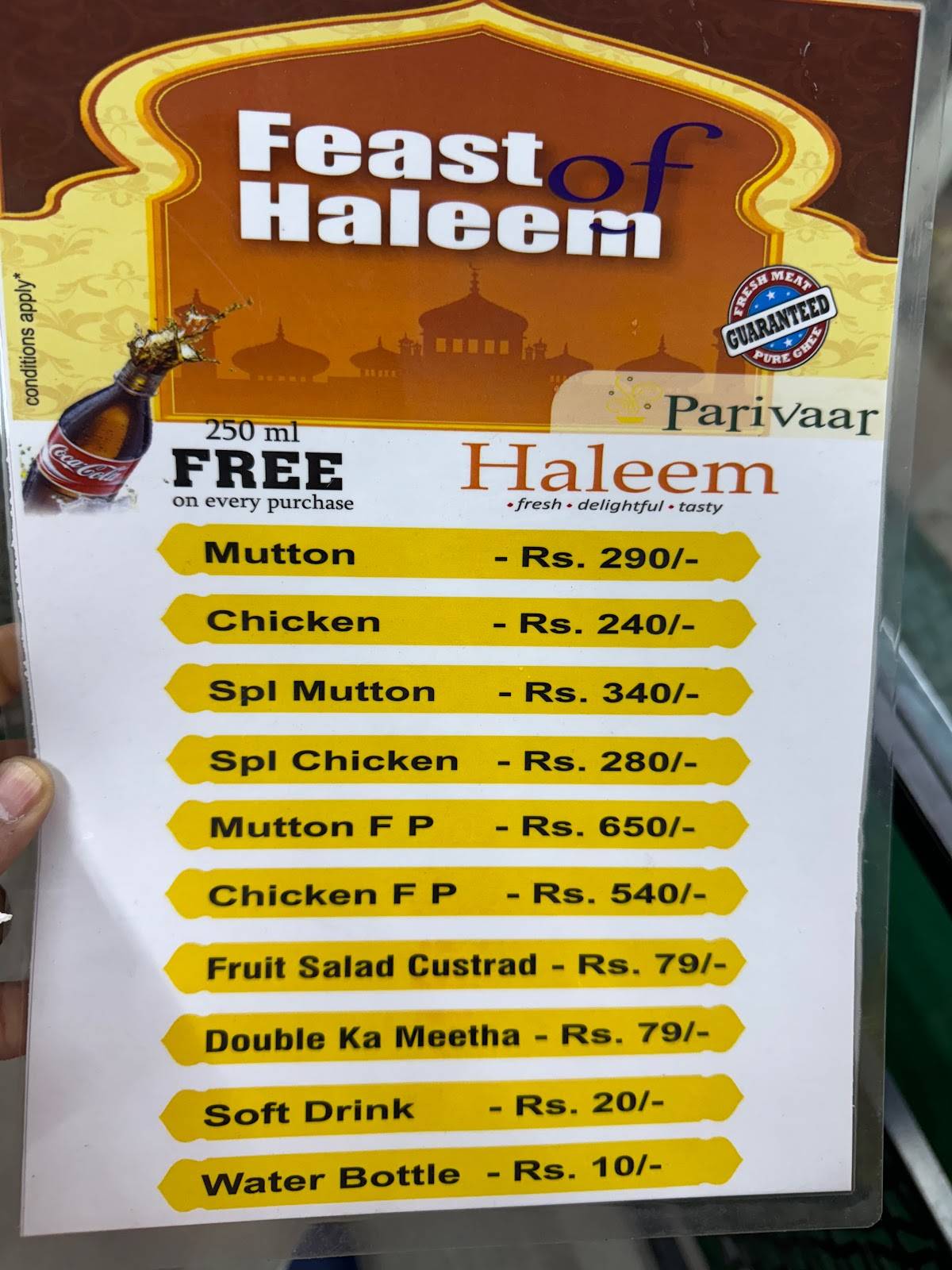 Menu at Parivaar Restaurant Radhika, Secunderabad, 239