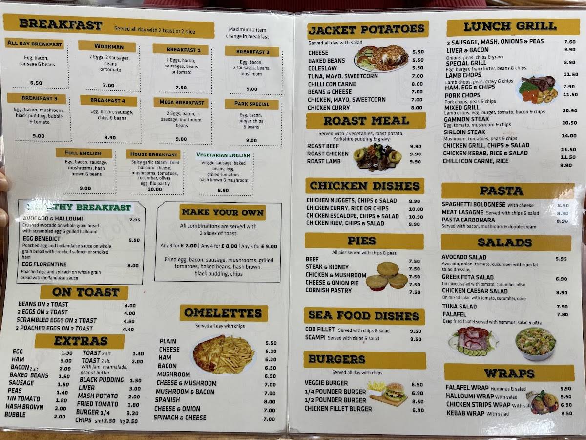 Menu at Park Cafe, London, 212 Acton Ln