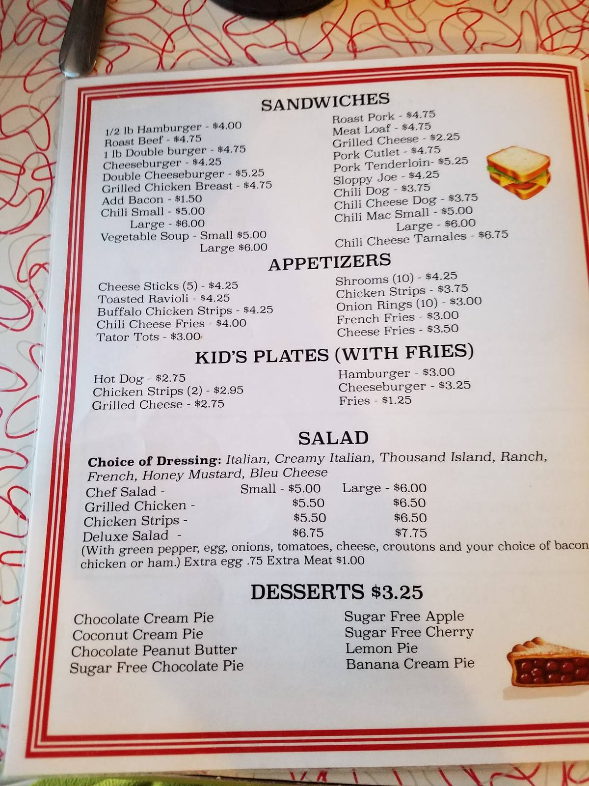 Menu at Park Grill restaurant, Granite City
