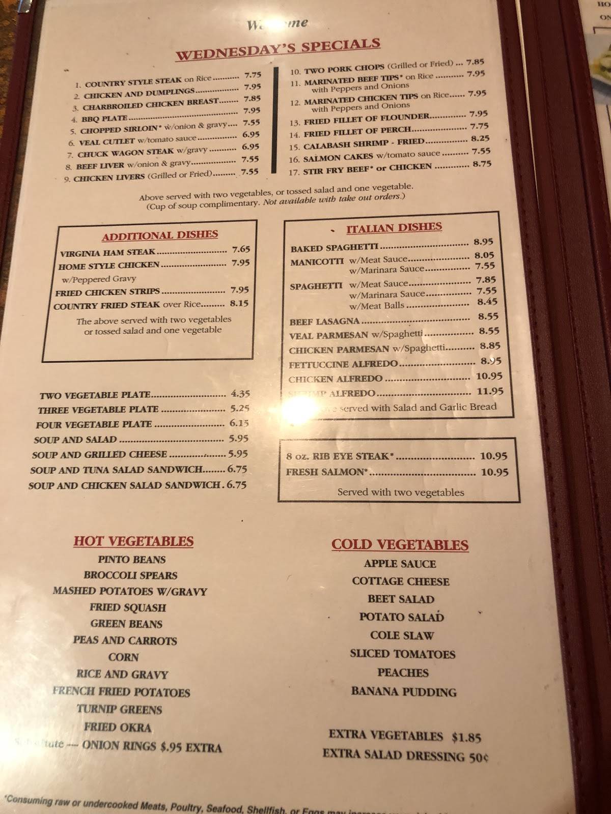 Menu at Park Place Restaurant, Charlotte