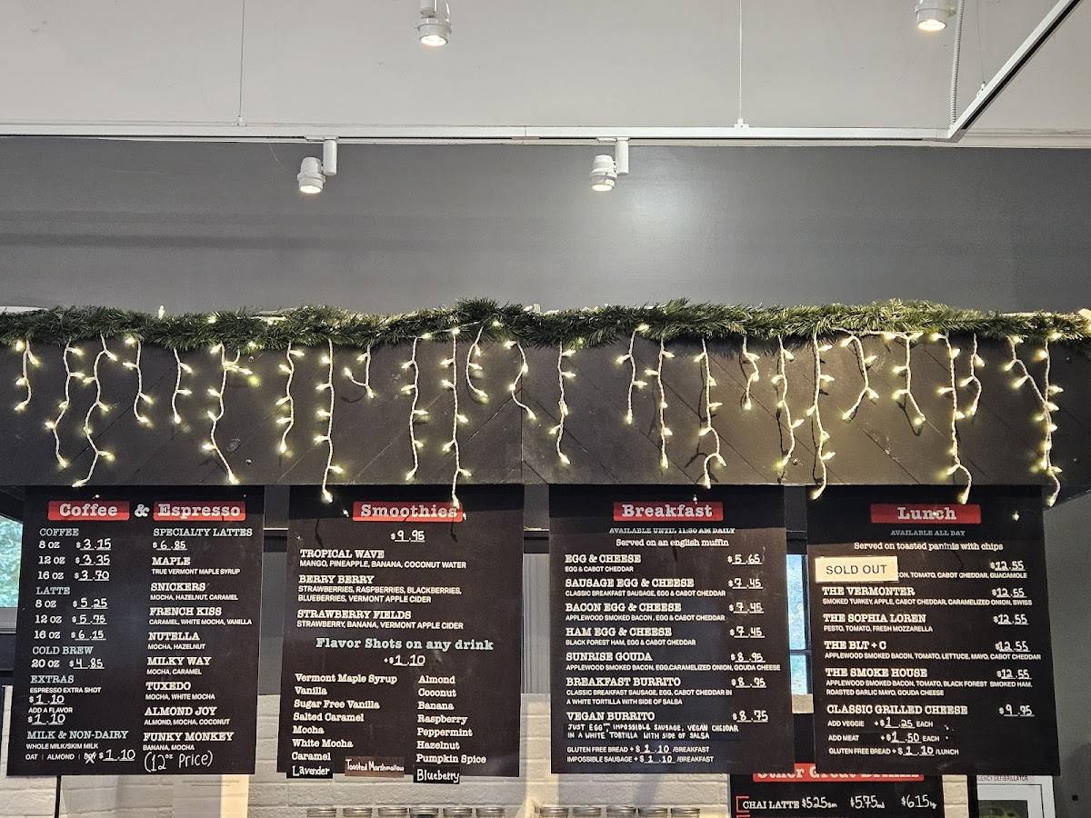 Menu at Park Row Cafe, Waterbury