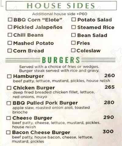 Menu at The Park Social restaurant, Cebu City, Cebu I.T. Park