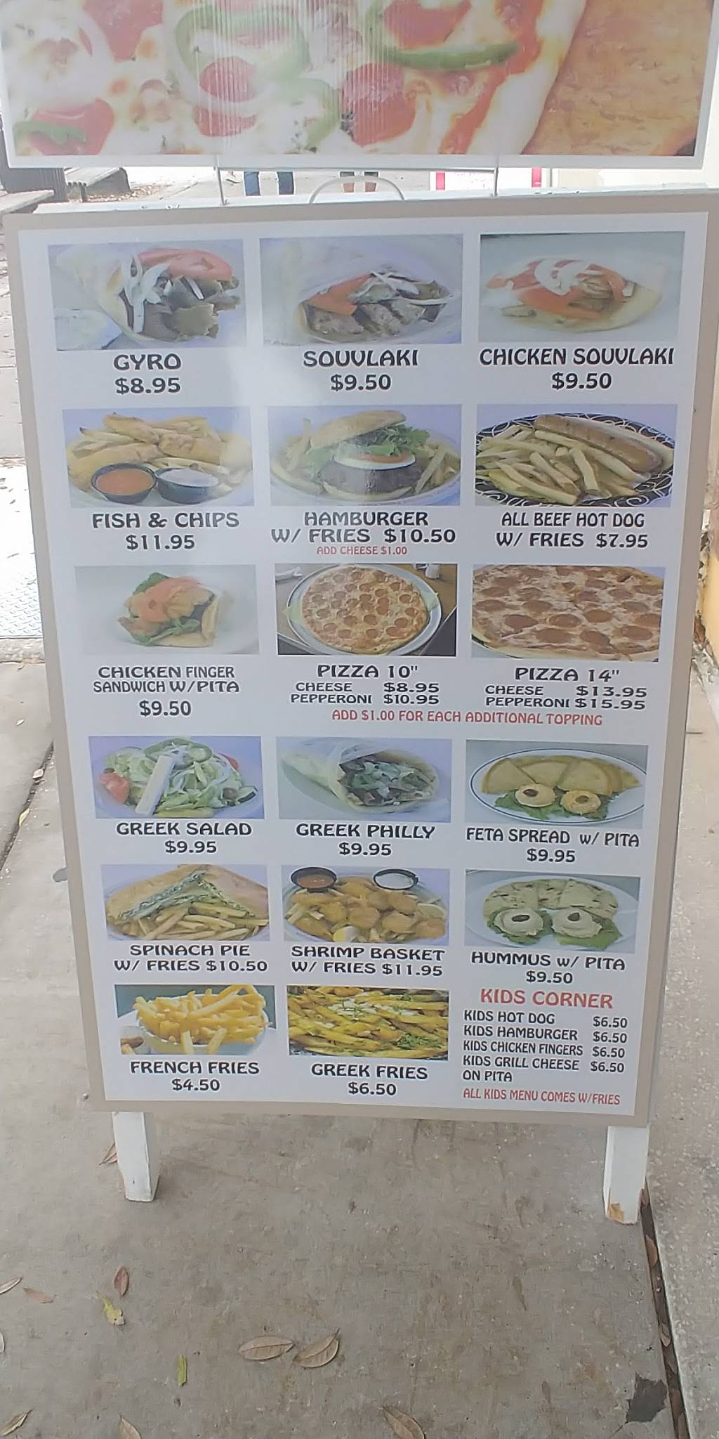 Menu at Parthenon Restaurant, Tarpon Springs