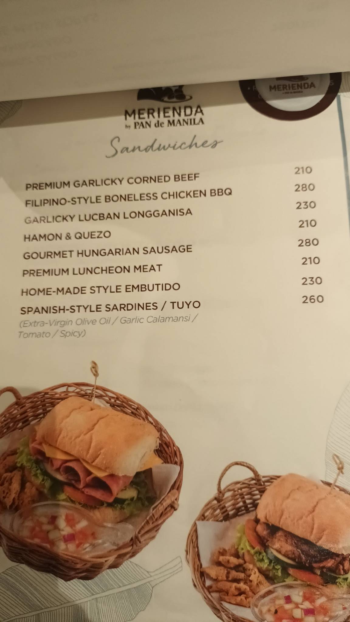 Menu at Merienda by Pan de Manila restaurant, Pasig
