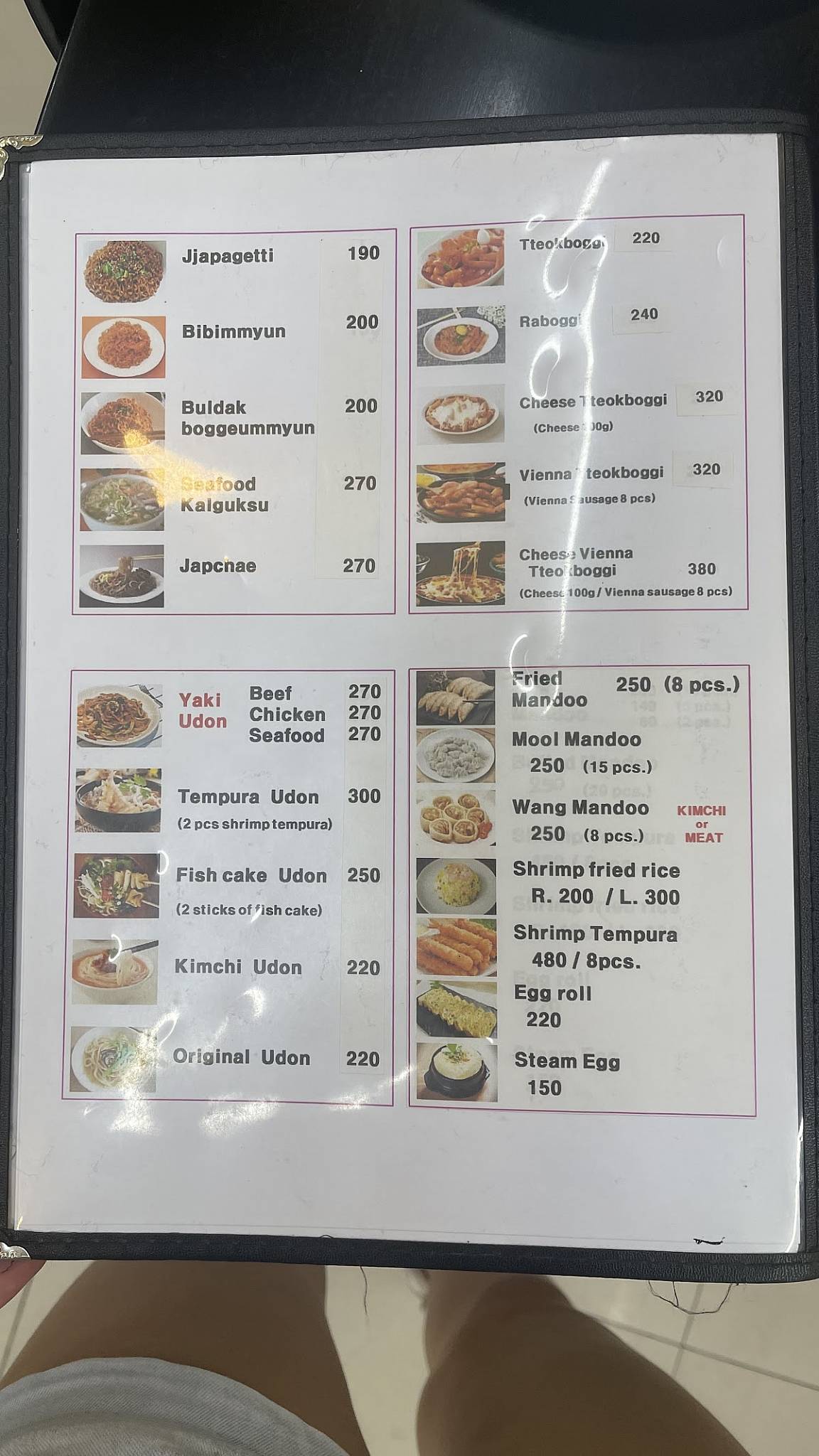 Menu at Salang Restaurant, Pasig