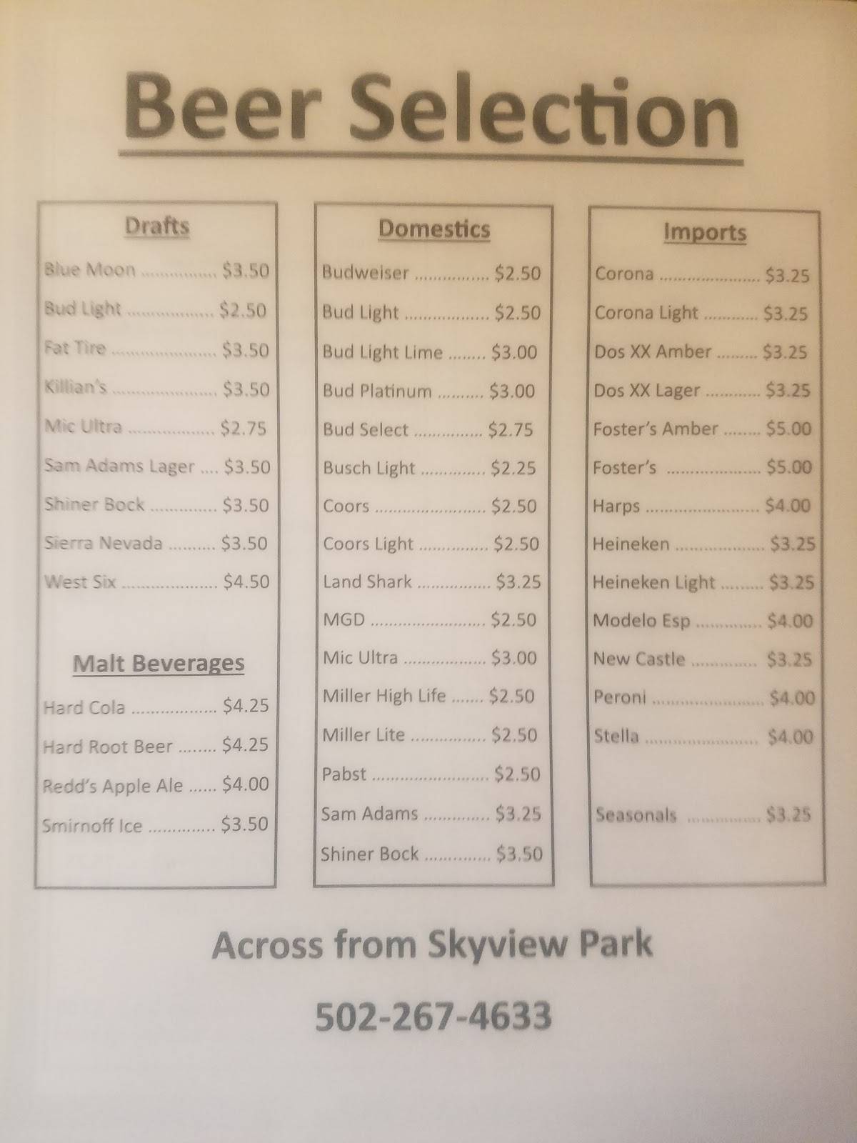 Menu at Passtime Fish House restaurant, Louisville