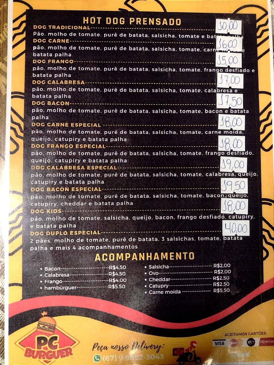 Menu at Pc burguer pub & bar, Dourados