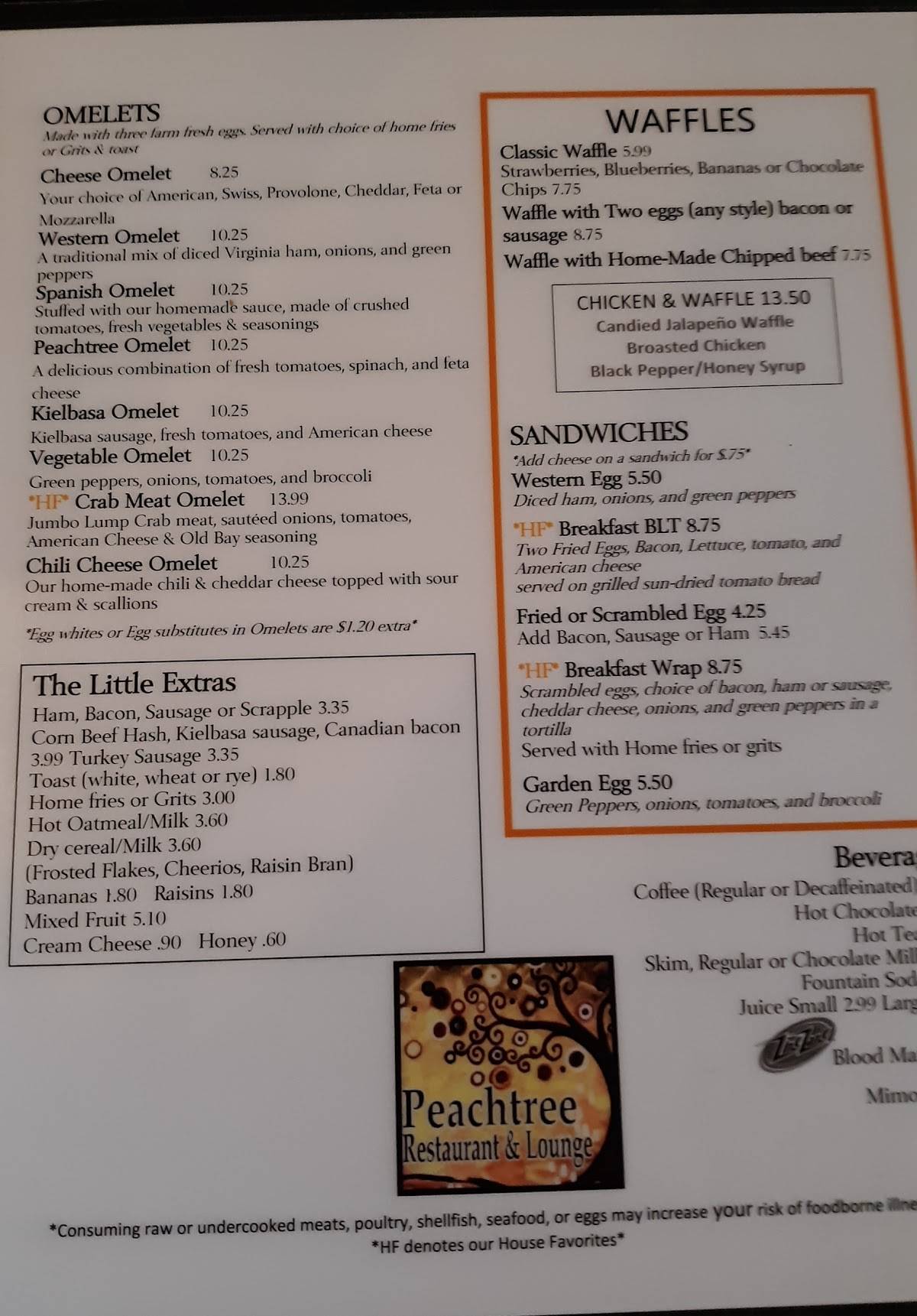 Menu at Peachtree Restaurant and Lounge, Harrisburg