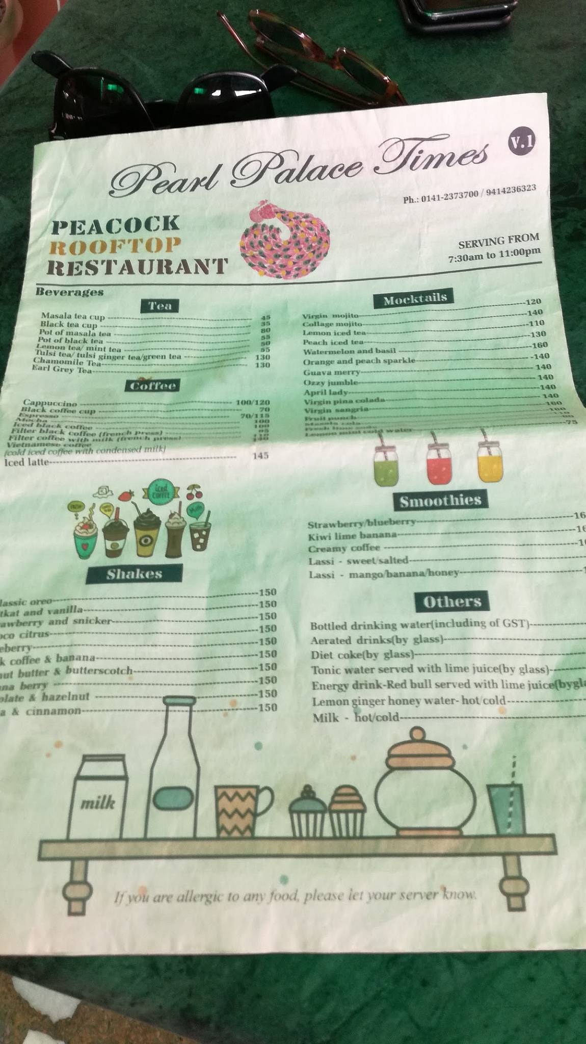 Menu at Peacock Restaurant, Jaipur, 51