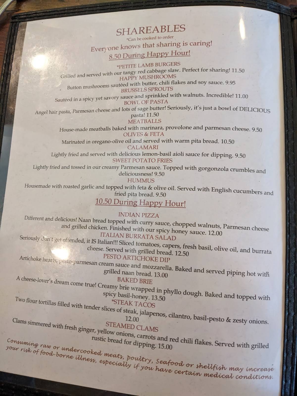 Menu at Pentagon Bistro & Martini Bar, Liberty Lake