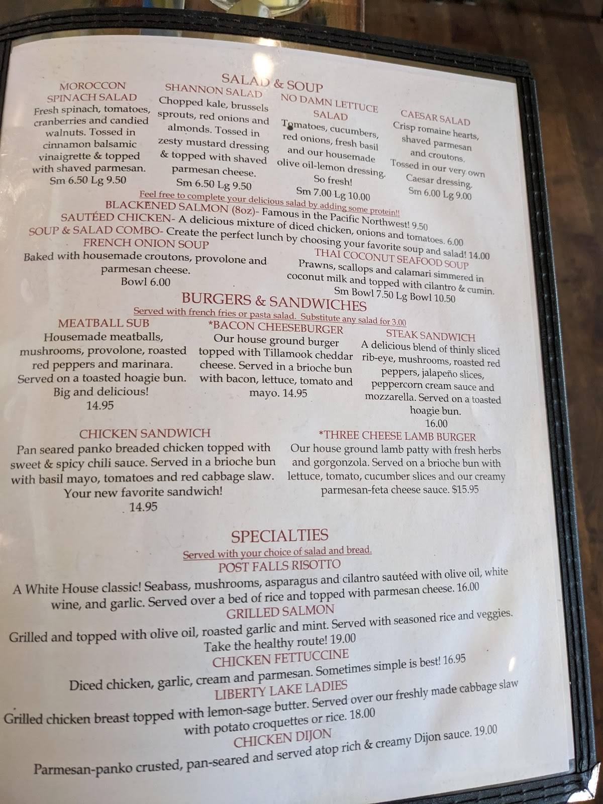 Menu at Pentagon Bistro & Martini Bar, Liberty Lake