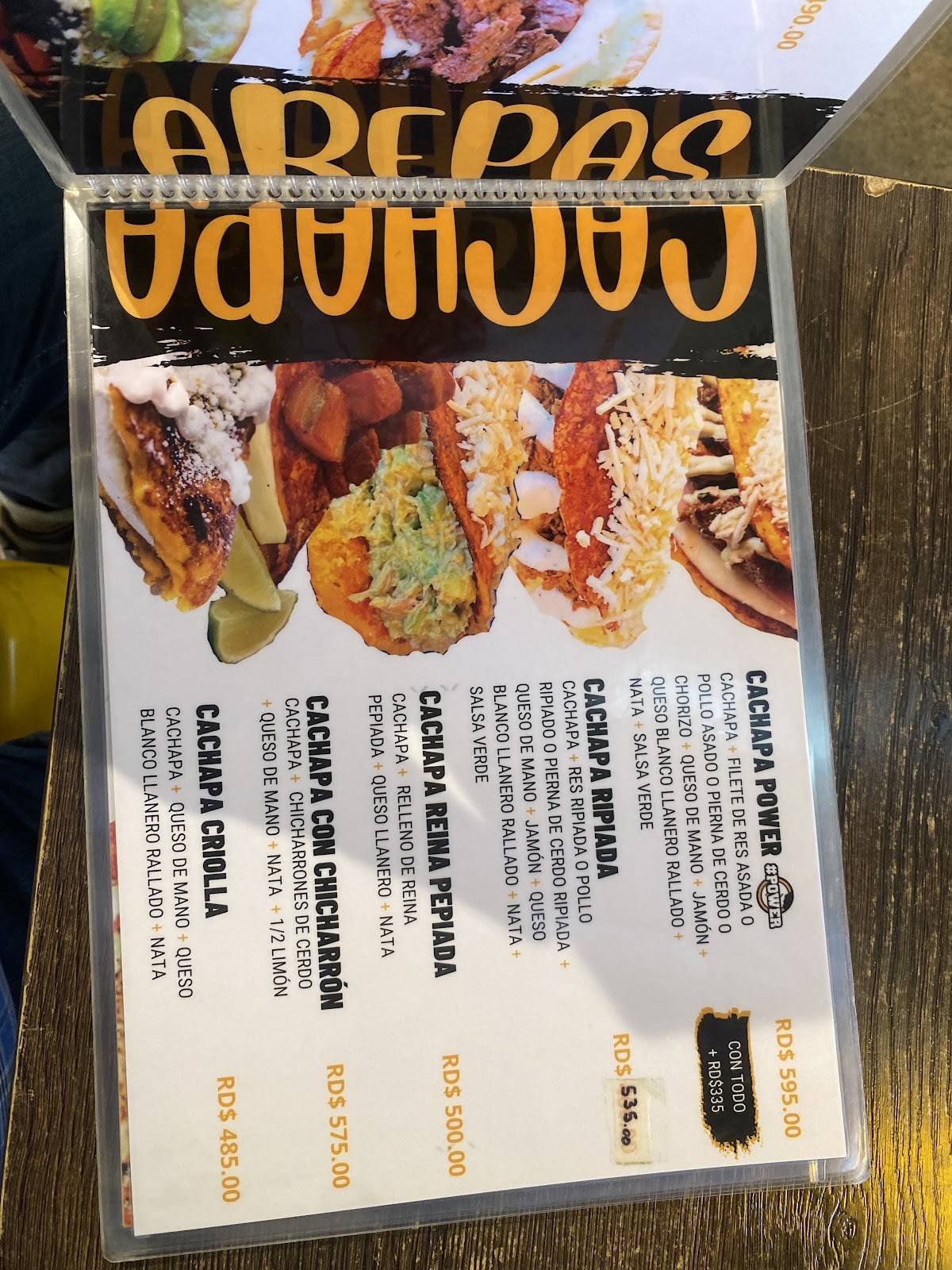 Carta de Pepito Arepas Bar, Santo Domingo