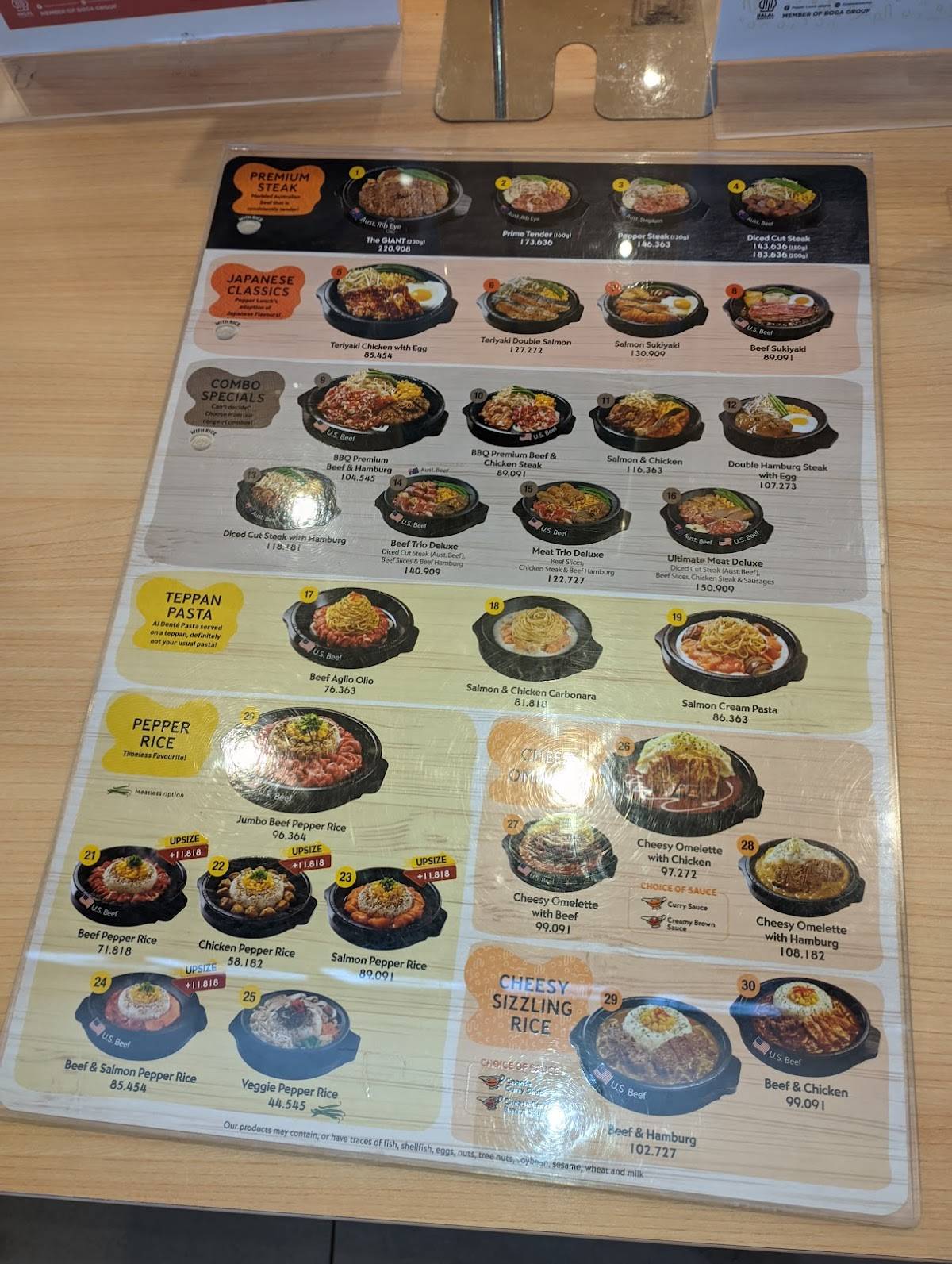 Menu at Pepper Lunch • Resinda Park Mall restaurant, Indonesia