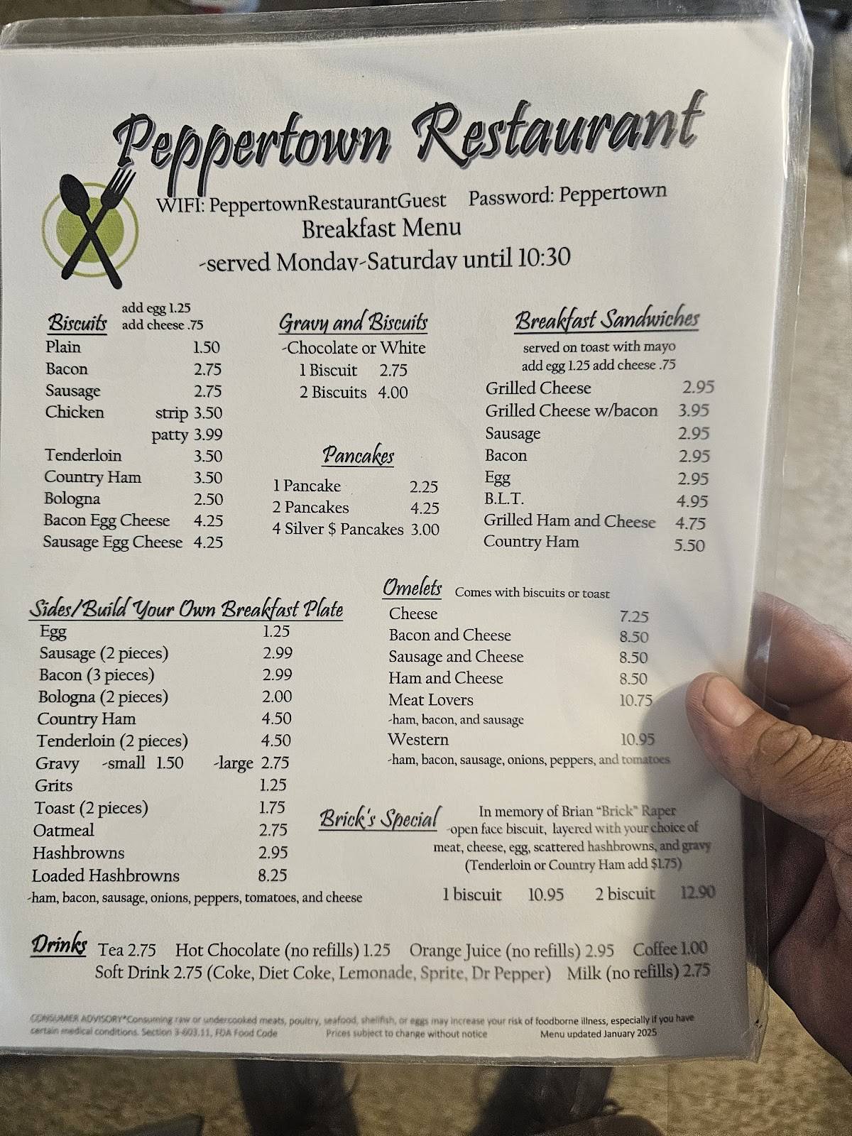 Menu at Peppertown Restaurant, Fulton, 21 MS-363
