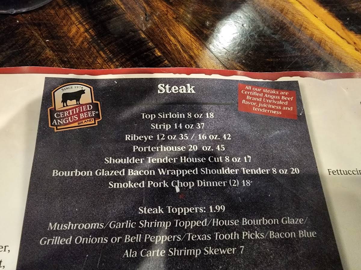 Menu at Cafe 33 Steakhouse and Whiskey Bar, Perkins