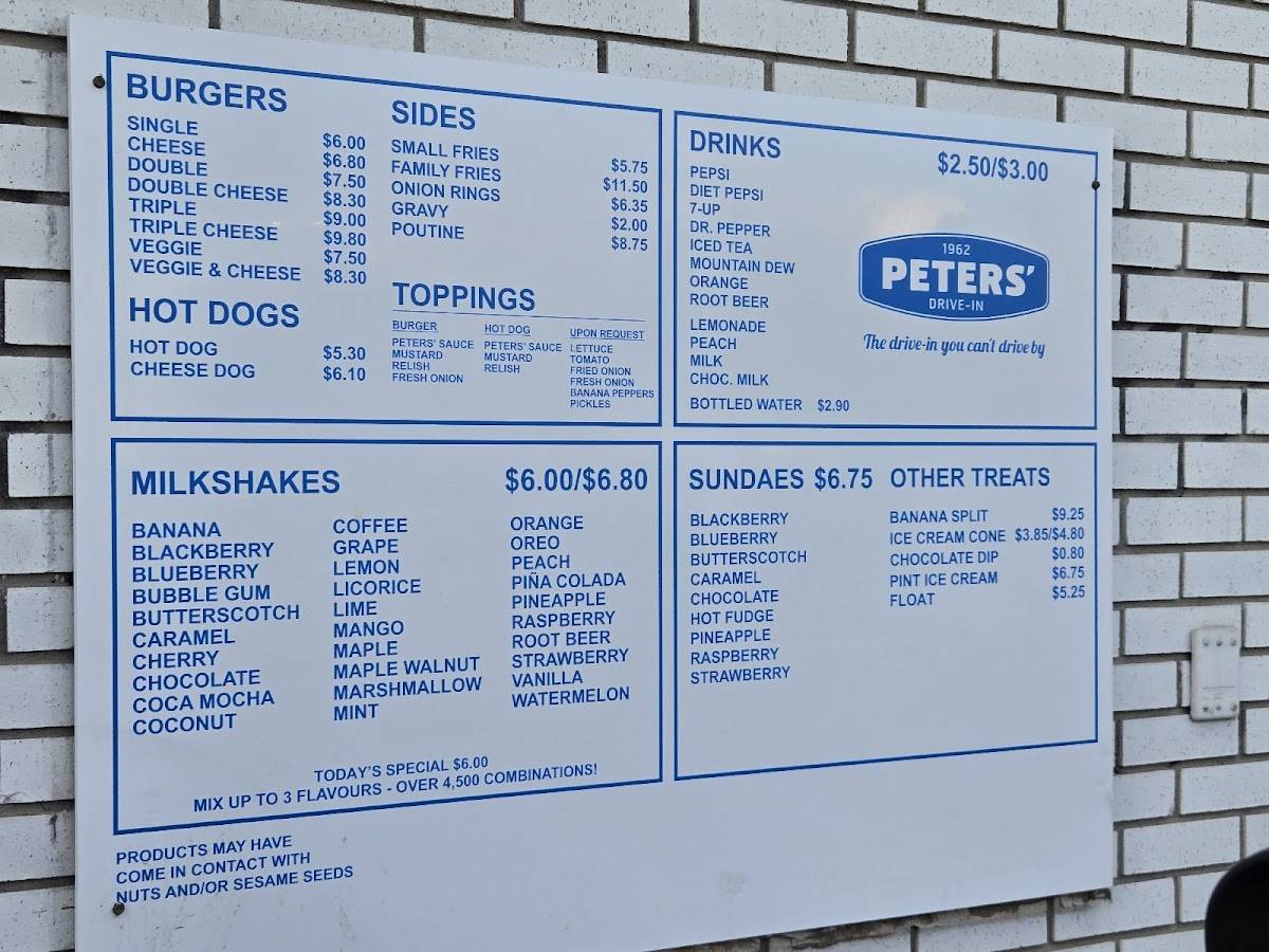 Peters drive in menu store