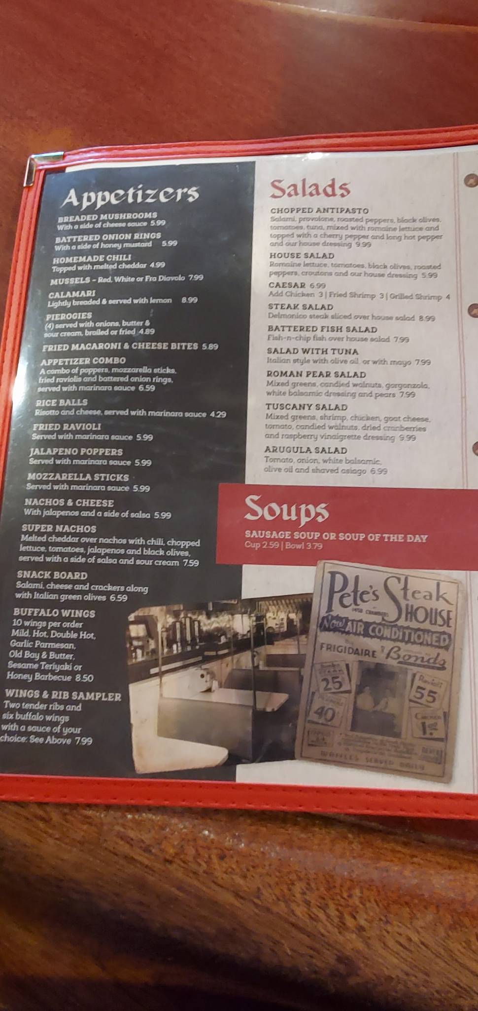 Menu at Pete's Steakhouse Tavern, Hamilton Township