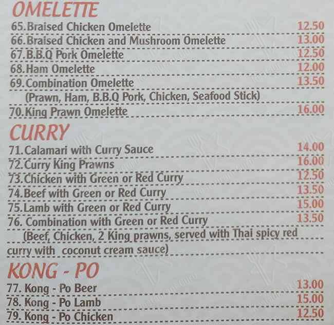 Menu at Panda Inn fast food, Petrie