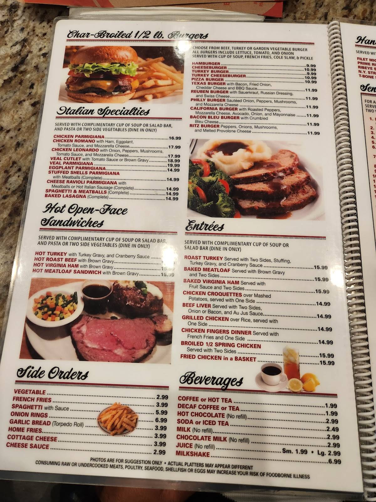 Menu at RITZ Diner restaurant, Philadelphia