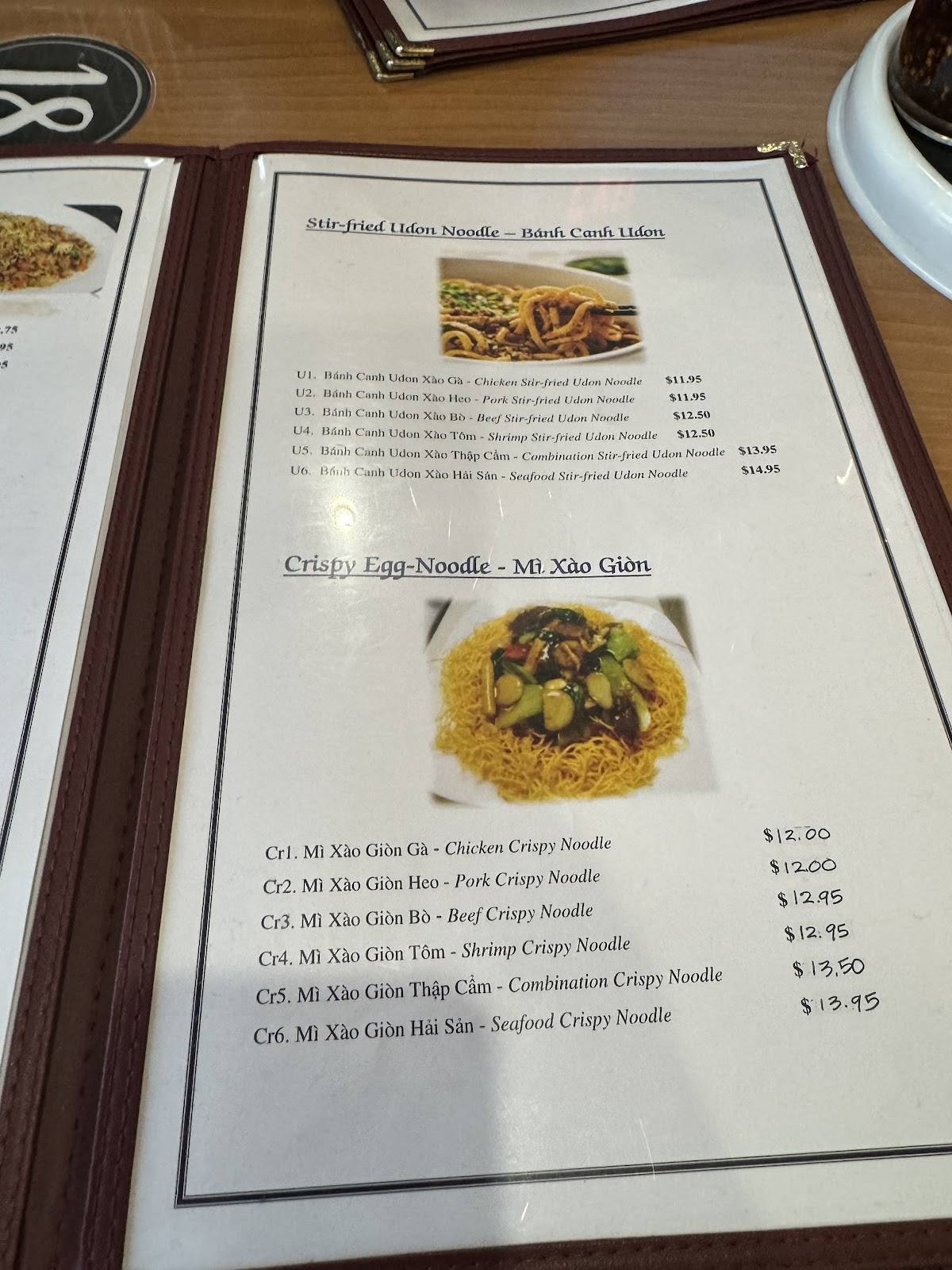 Menu at Pho Ong 8 restaurant, Wichita, E Harry St
