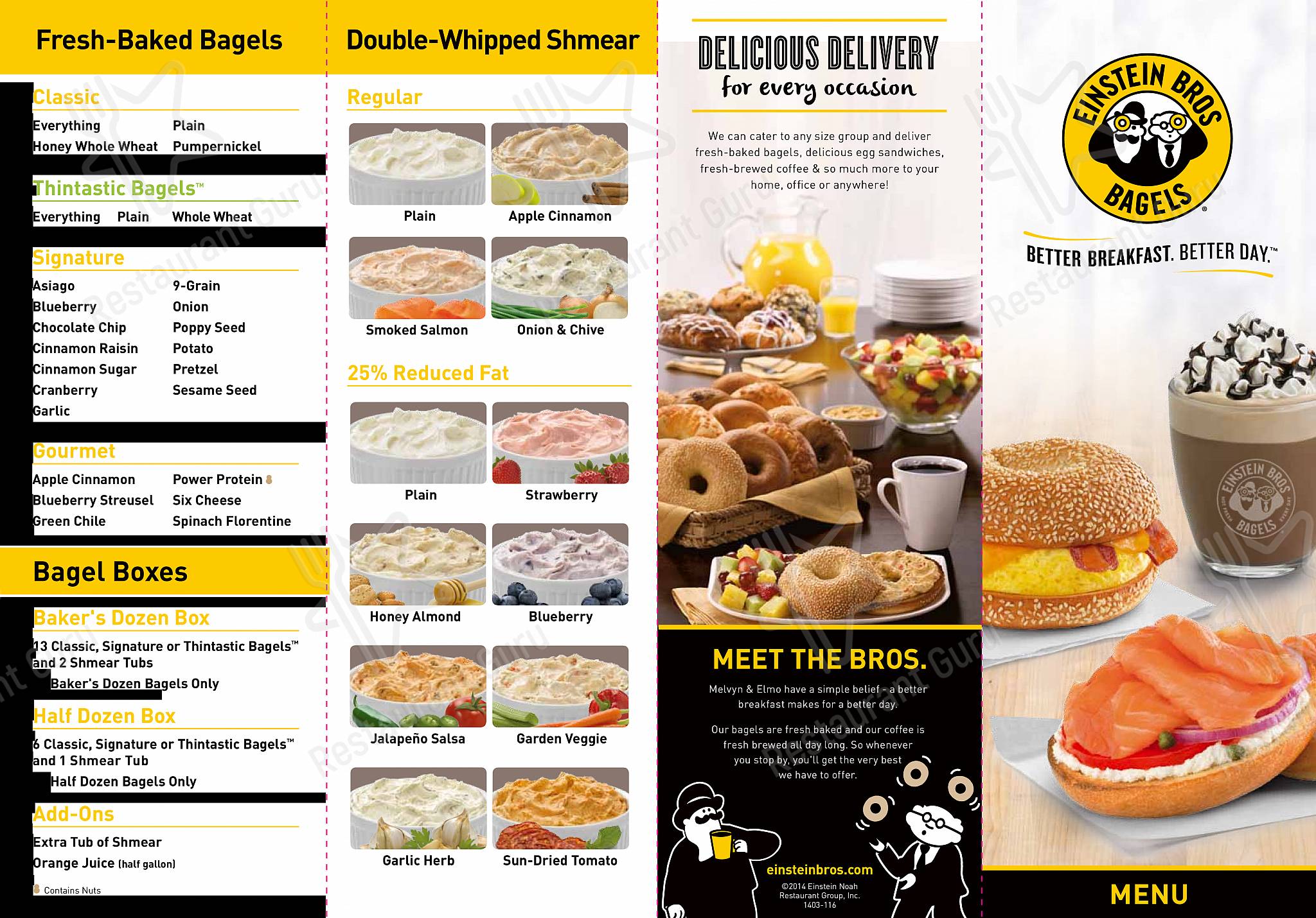 Menu at Einstein Bros. Bagels restaurant Phoenix E Indian School Rd
