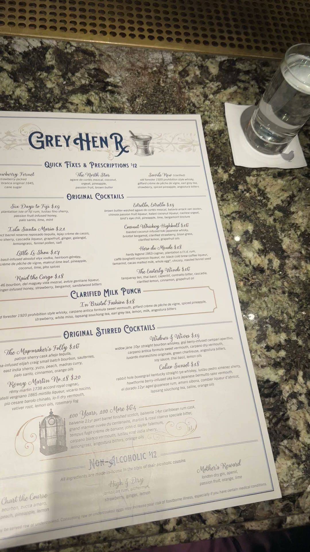 Menu at The Grey Hen Rx at Century Grand pub & bar, Phoenix