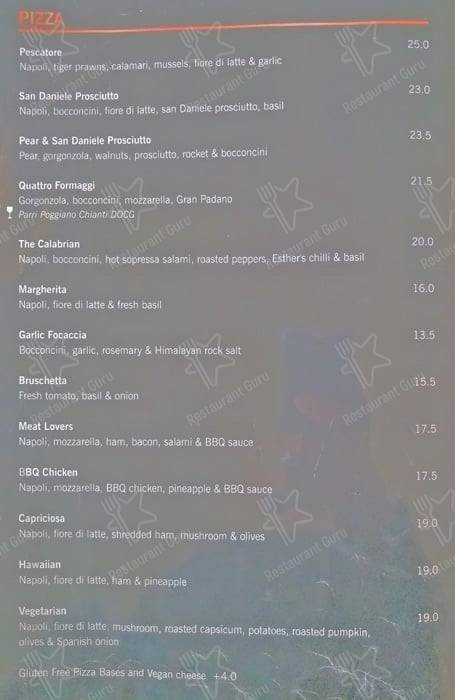 Menu at Phoenix and Co restaurant, Plenty