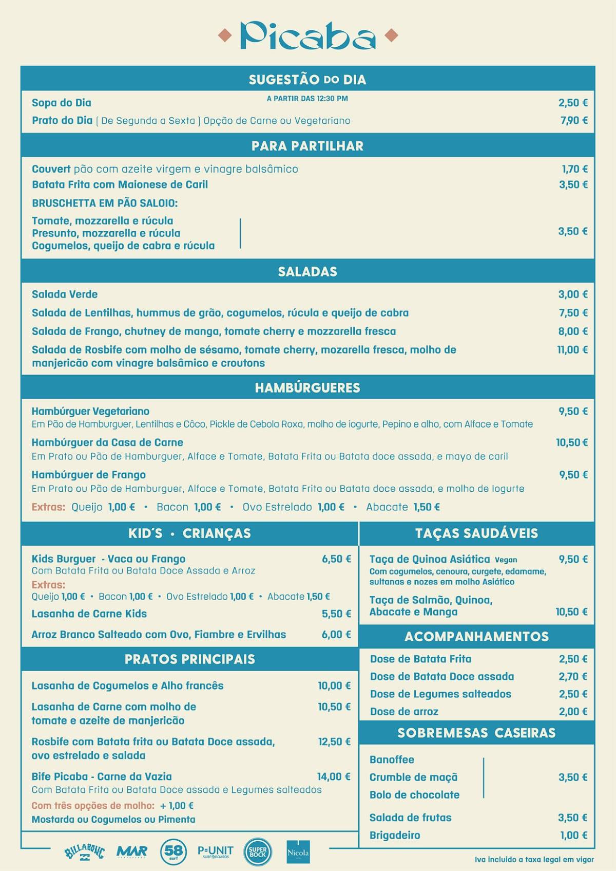 Menu em Picaba Natural Café, Porto