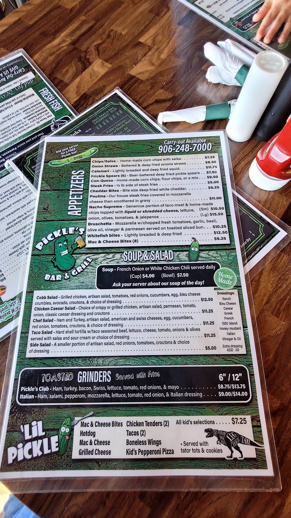 Menu at Pickles pub & bar, Brimley, W Lakeshore Dr