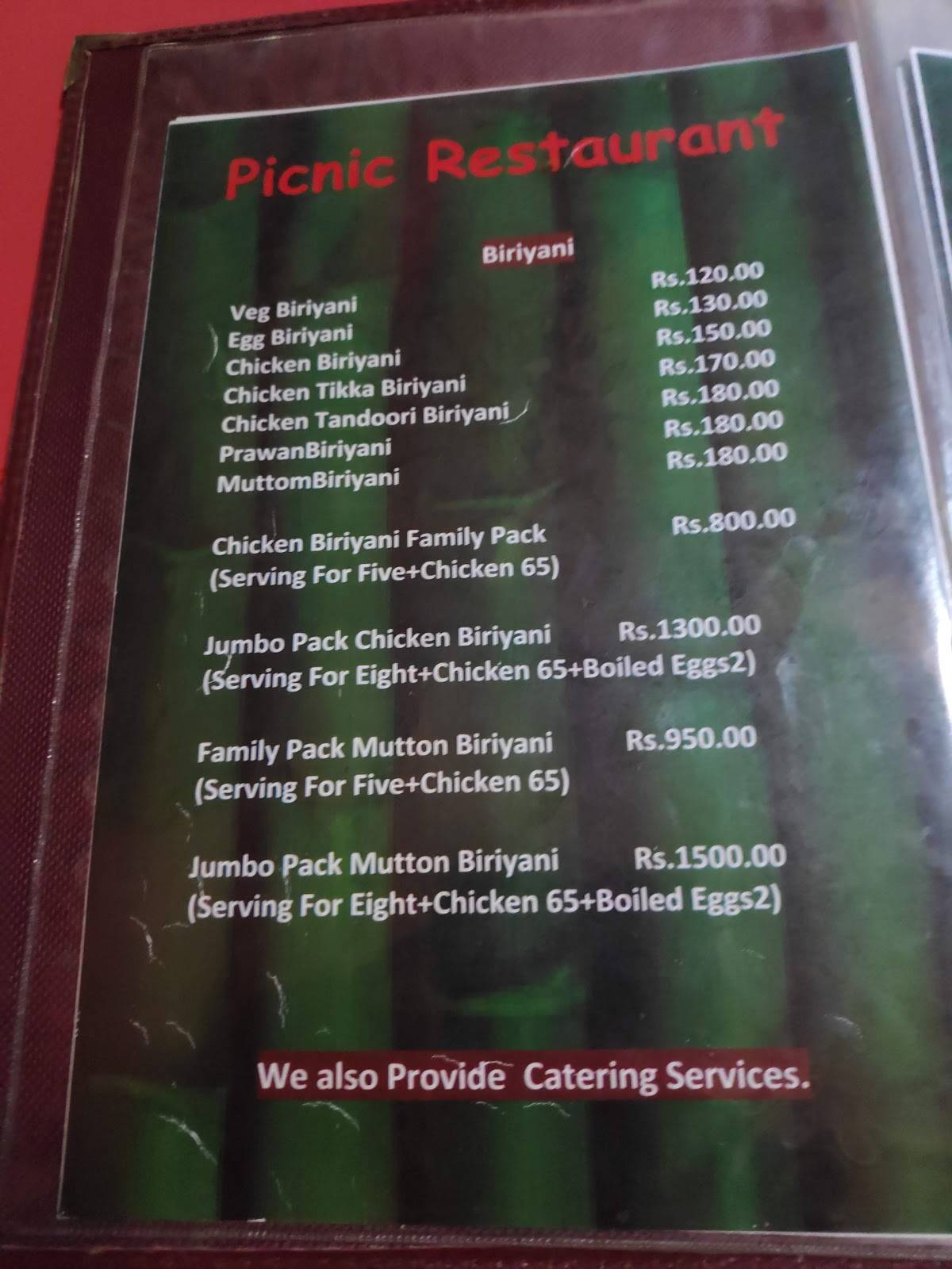 Menu at Picnic Restaurant, Cuttack