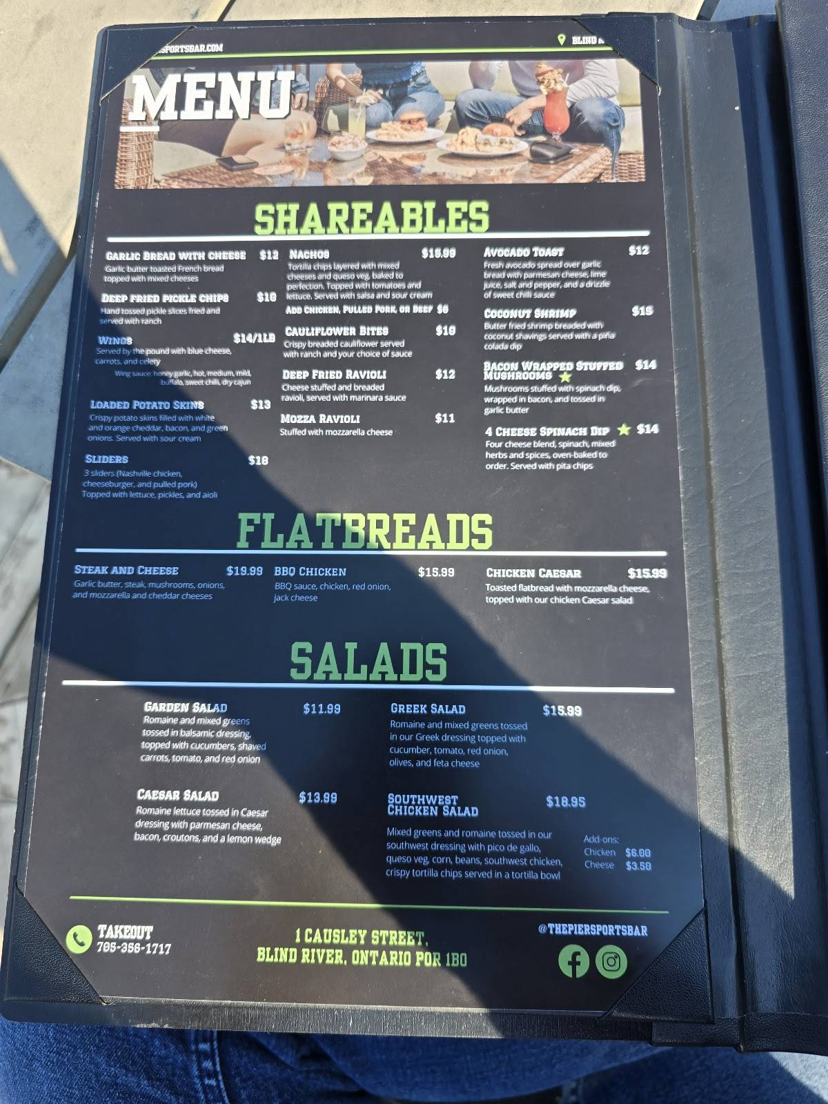 Menu at Pier Seventeen Hotel & The Pier Sports Bar, Blind River