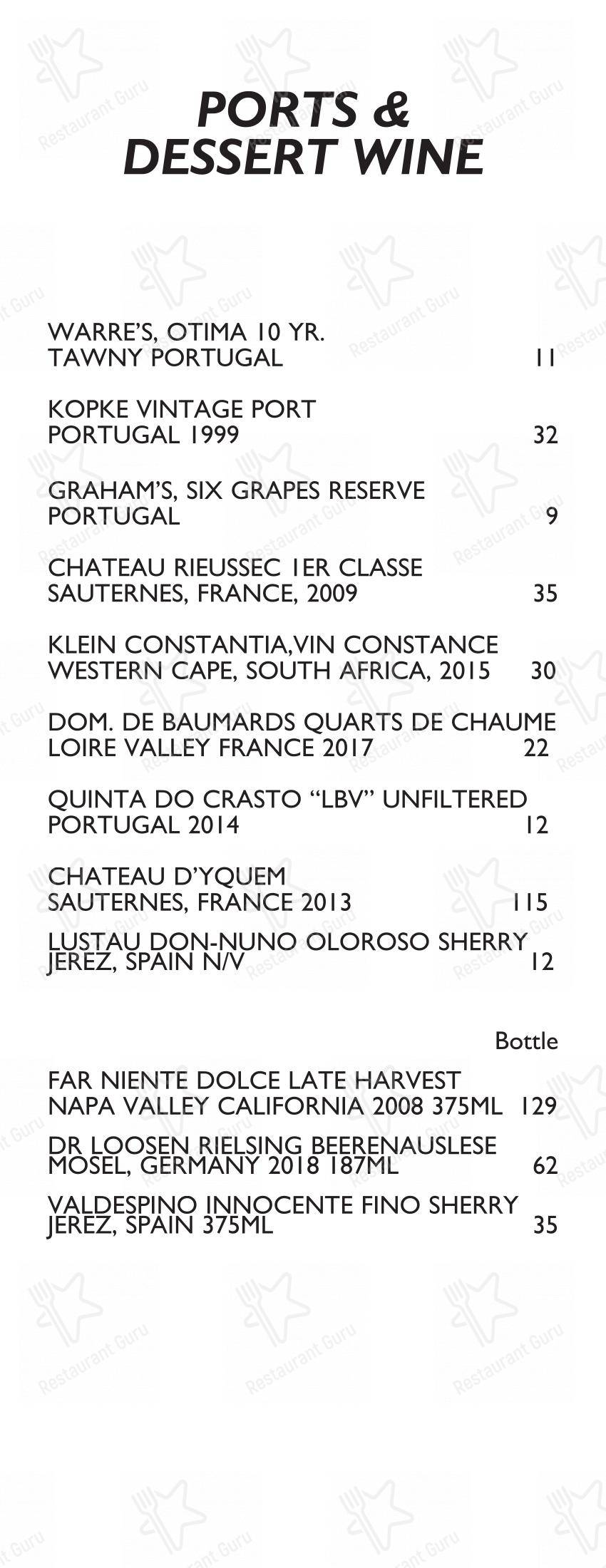 Menu at Pier W restaurant, Lakewood