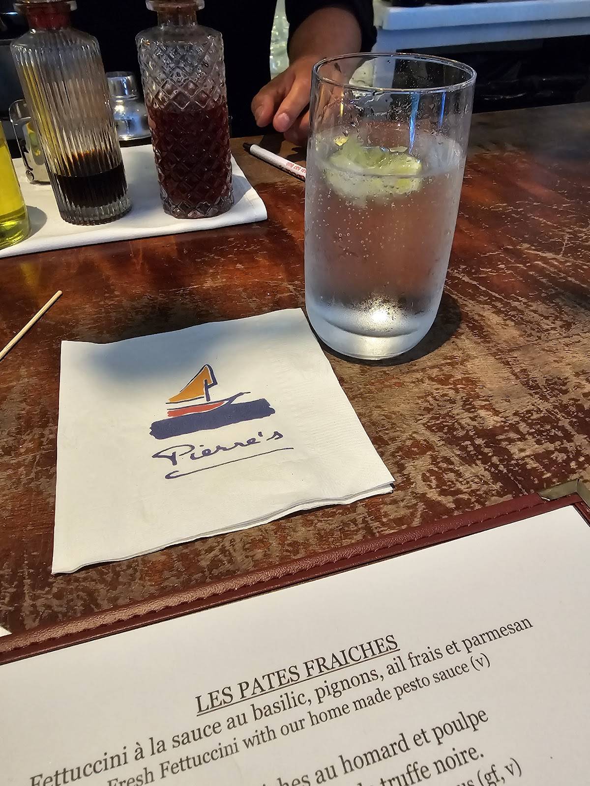 Menu at Pierre's restaurant, Bridgehampton