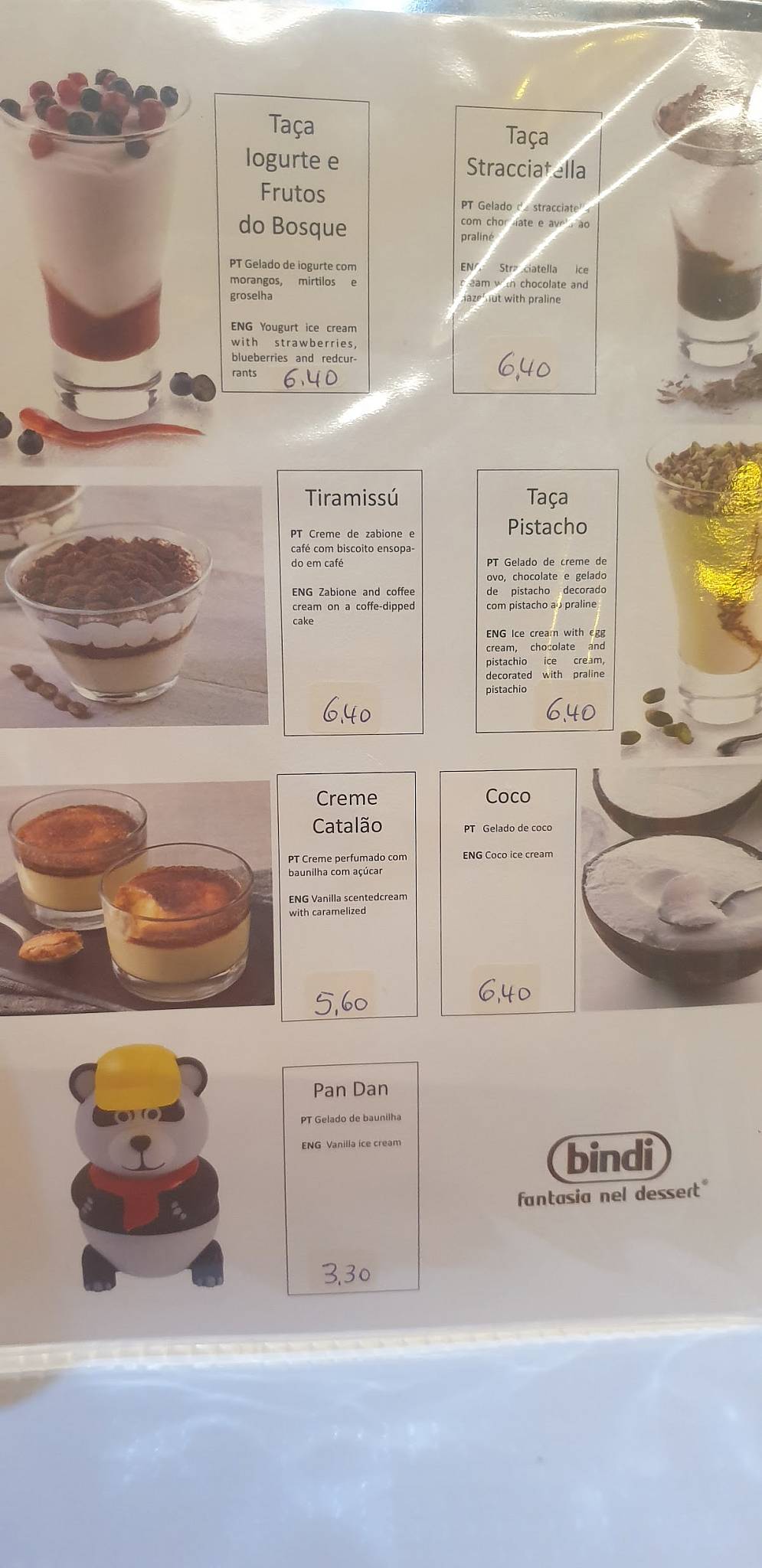 Menu at Pinóquio restaurant, Lisbon, Praça dos Restauradores 79 80